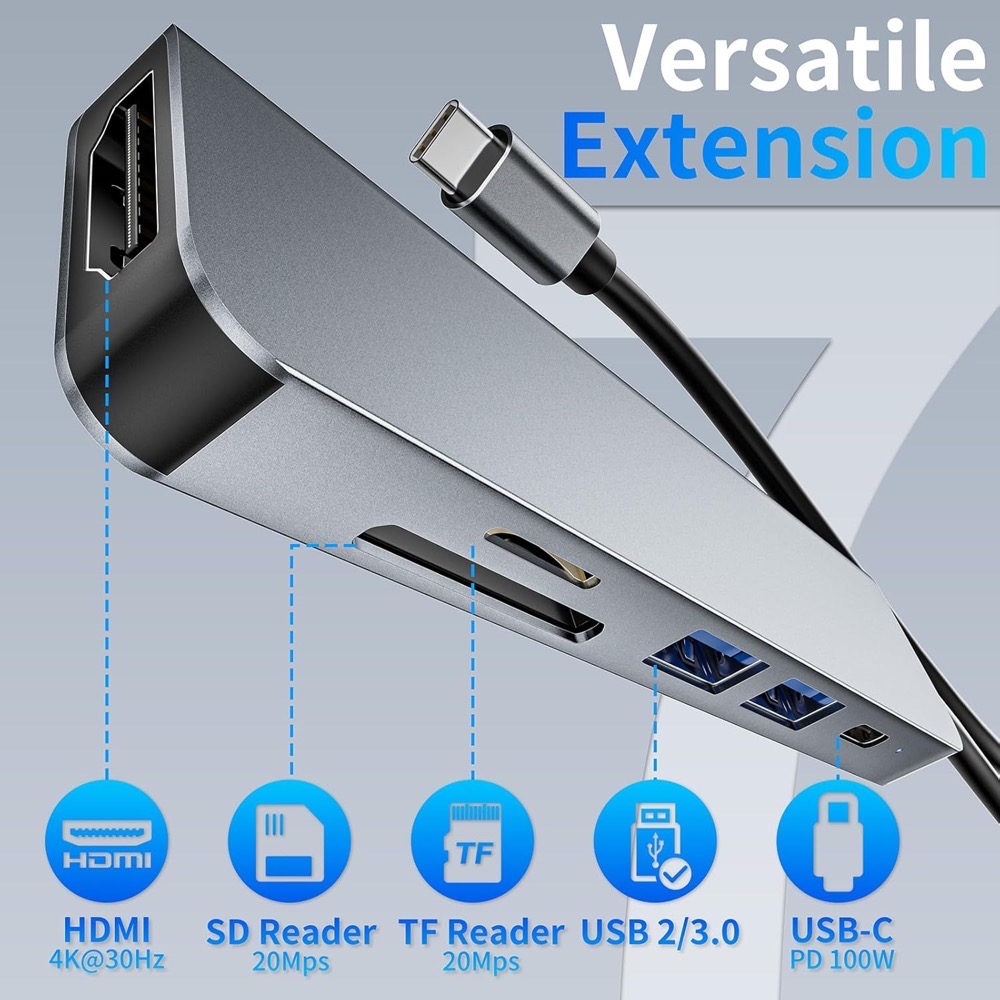Monitor 4k Hdmi E Hub Usb-c 6 Em 1 Com Usb A, Leitor Sd/tf E ...