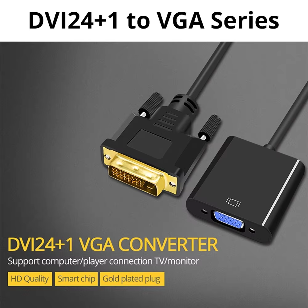 Cabo Adaptador de Vídeo DVI para VGA Full HD 1080P com Conectores 25Pin ...