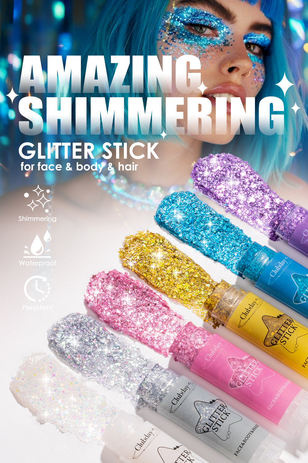 Explosion Flash Glitter Eyeshadow Stick-À Prova D'água , 6 Cores ...