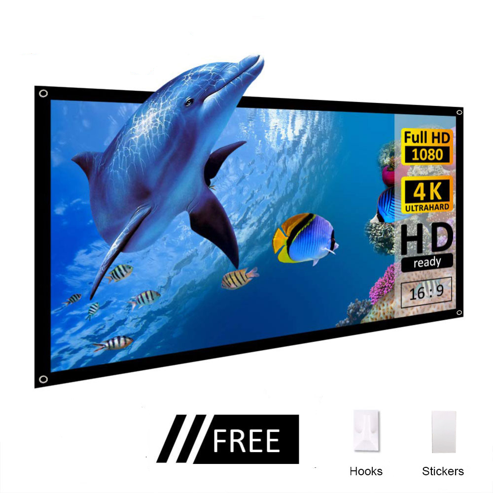 Tela De Projetor Fina Simples SALANGE 3D HD 60-100 Polegadas 16 : 9 ...