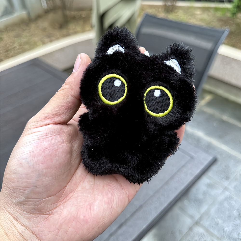 Brinquedo de pelúcia de gato preto chiando, chaveiro de briquetes ...