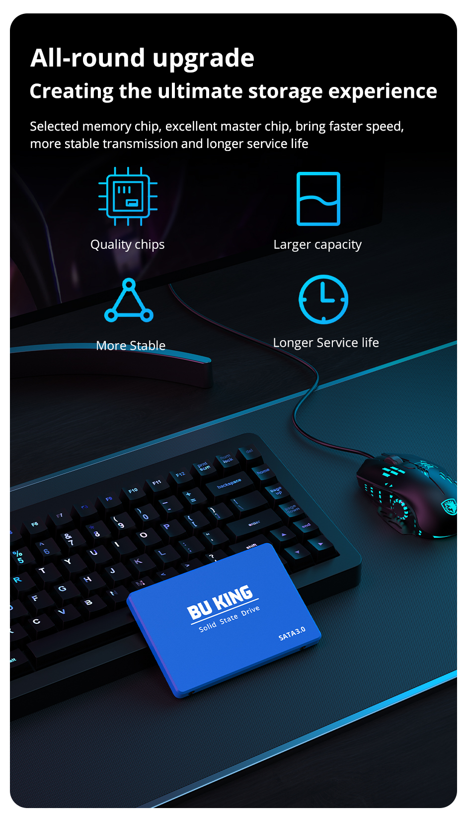 SSD portátil 120GB-512GB 2.5 "SATA III Unidade de estado sólido interna, ampla compatibilidade ...