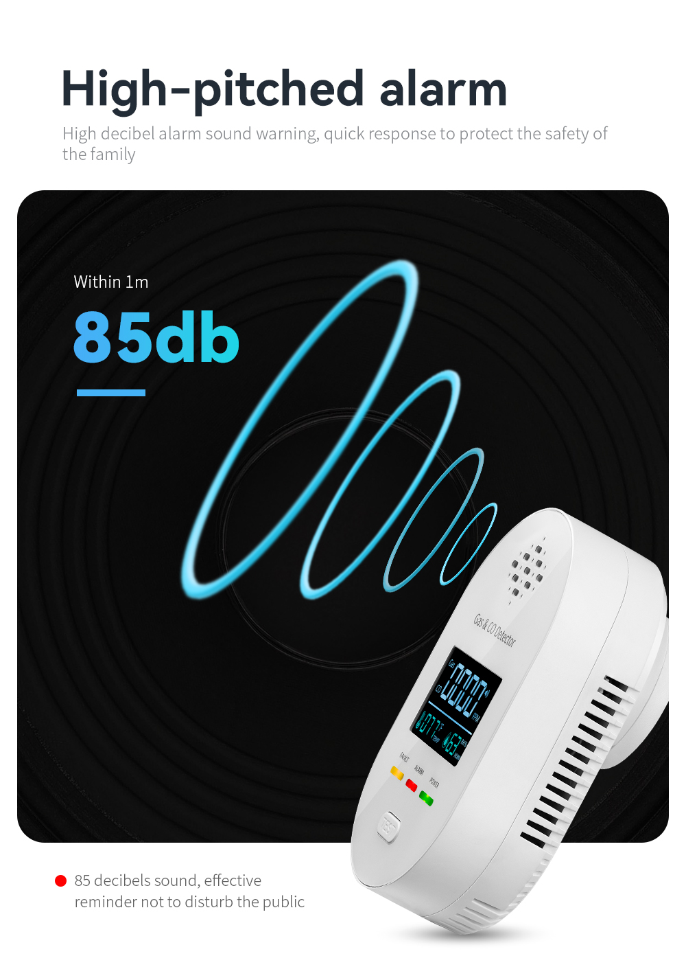 Detector De Gás 4 Em 1 YIERYI-Monitor De CO/CH4/Temperatura/Umidade Com ...