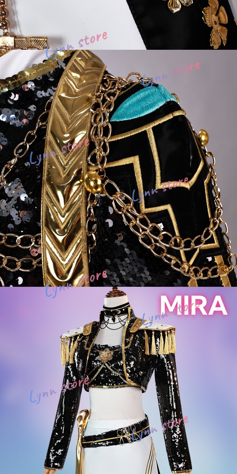 Novidades KPOP DEMON HUNTERS Cosplay Peruca RUMI ZOEY MIRA Preto Ouro ...