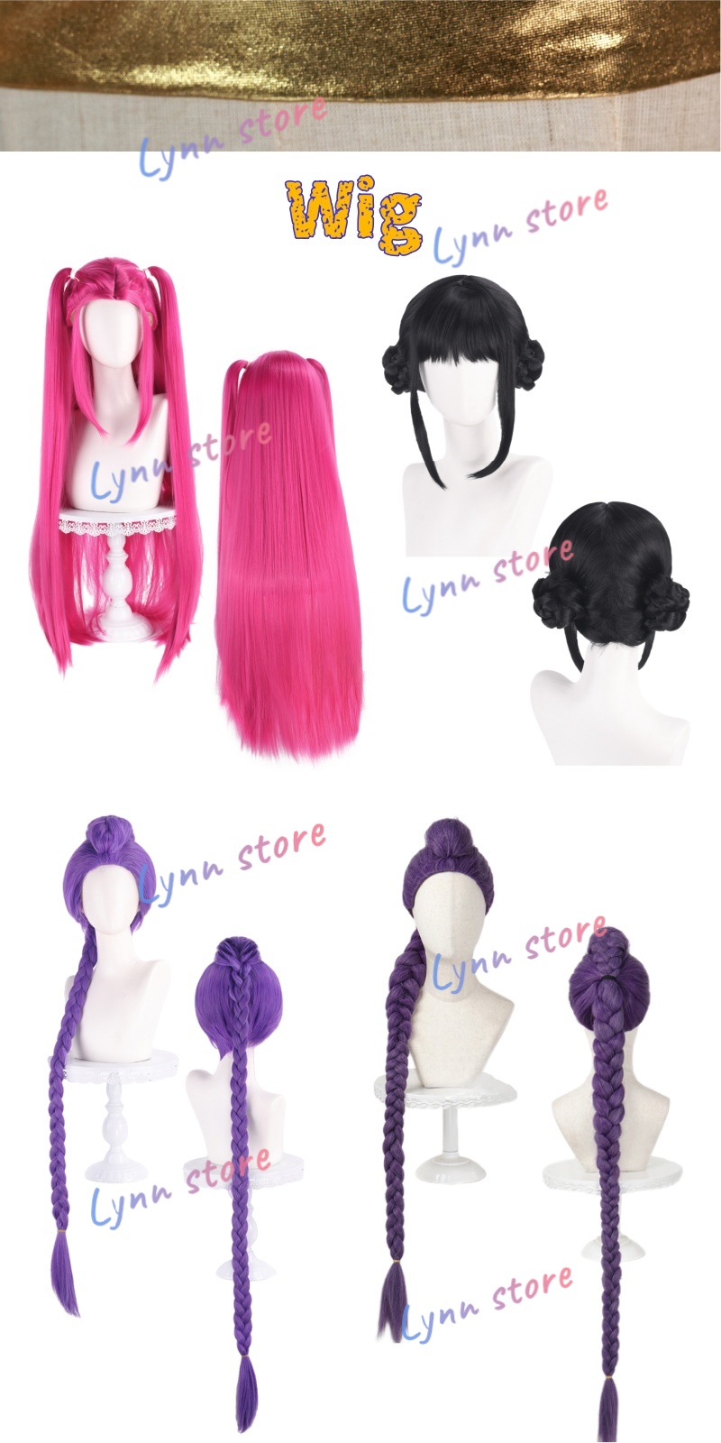 Novidades KPOP DEMON HUNTERS Cosplay Peruca RUMI ZOEY MIRA Preto Ouro ...