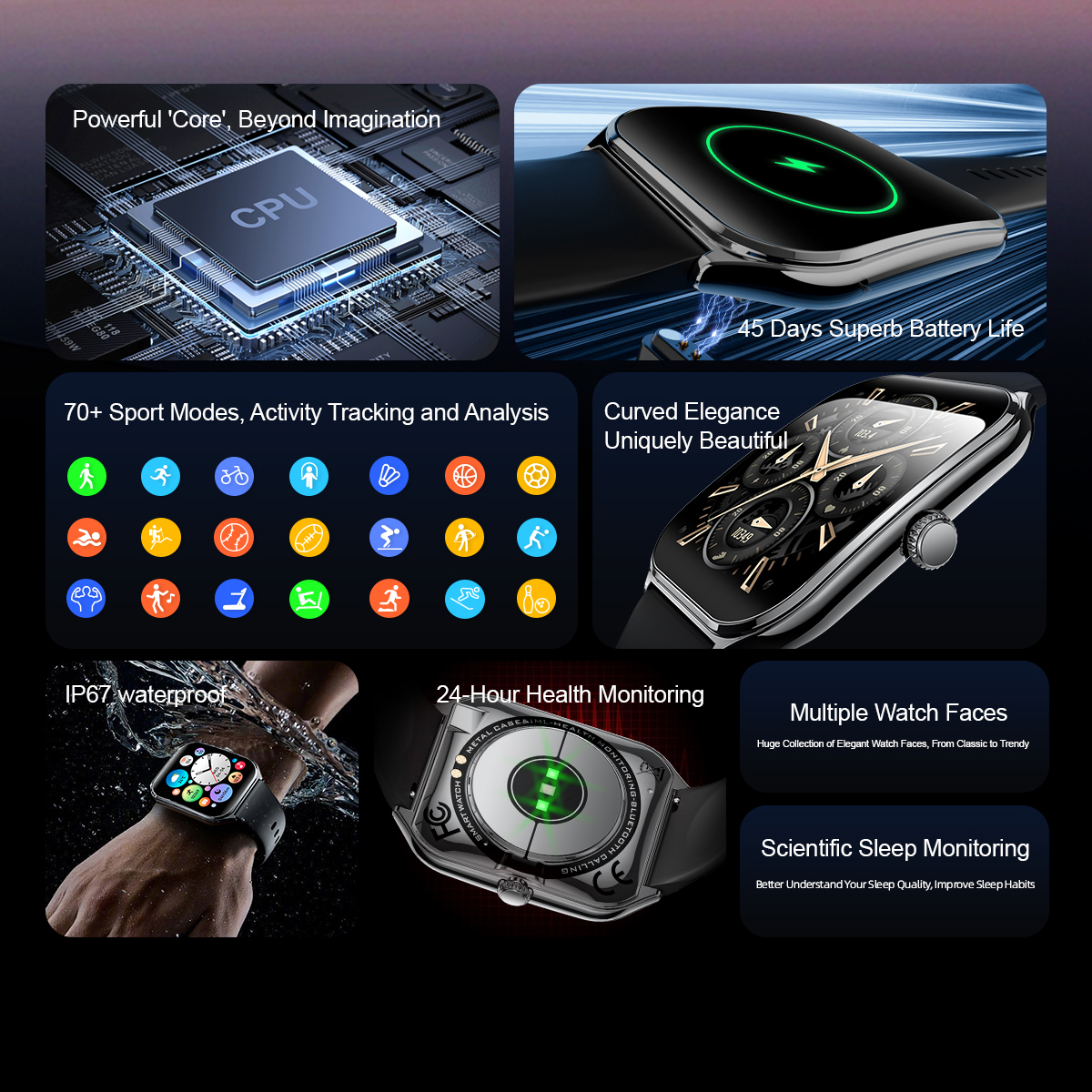 Novo Ultra Fino Smartwatch Relógio Inteligente Masculino Mulher 1.96 ...