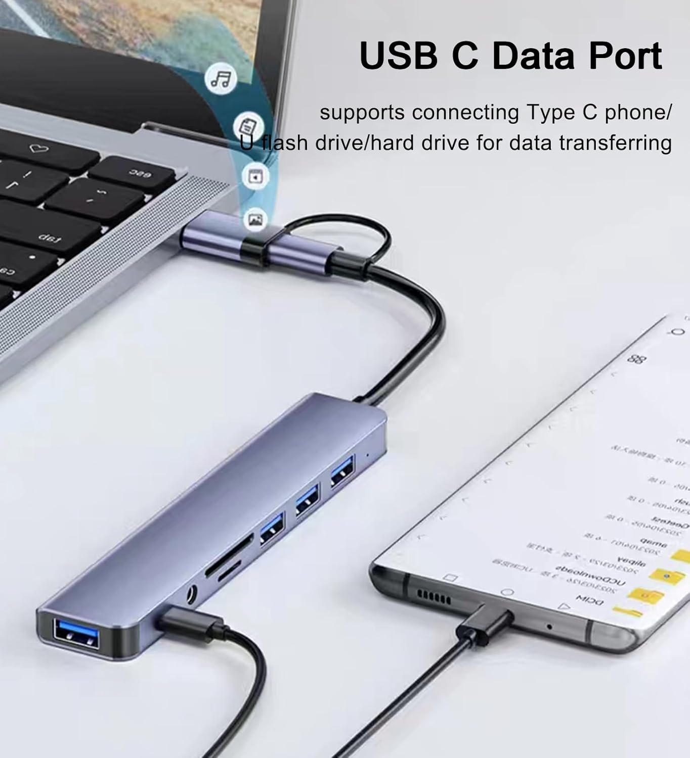 Novo Hub Usb Tipo C para Usb 3.0 Leitor de Cartão Tf Sd 3,5mm para ...