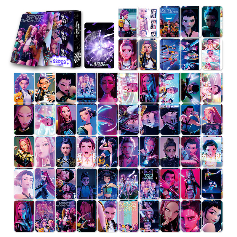 Chaveiro Fotográfico KPop Demon Hunters Saja Boys Derpy Tiger HUNTRIX Lomocard Com Adesivos ...