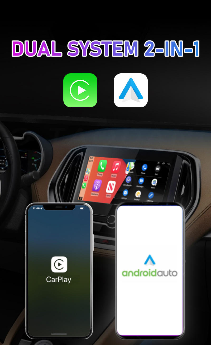 Adaptador sem fio CarPlay e Android Auto - Plug & Play USB para iPhone 2 em 1 | Shopee Brasil