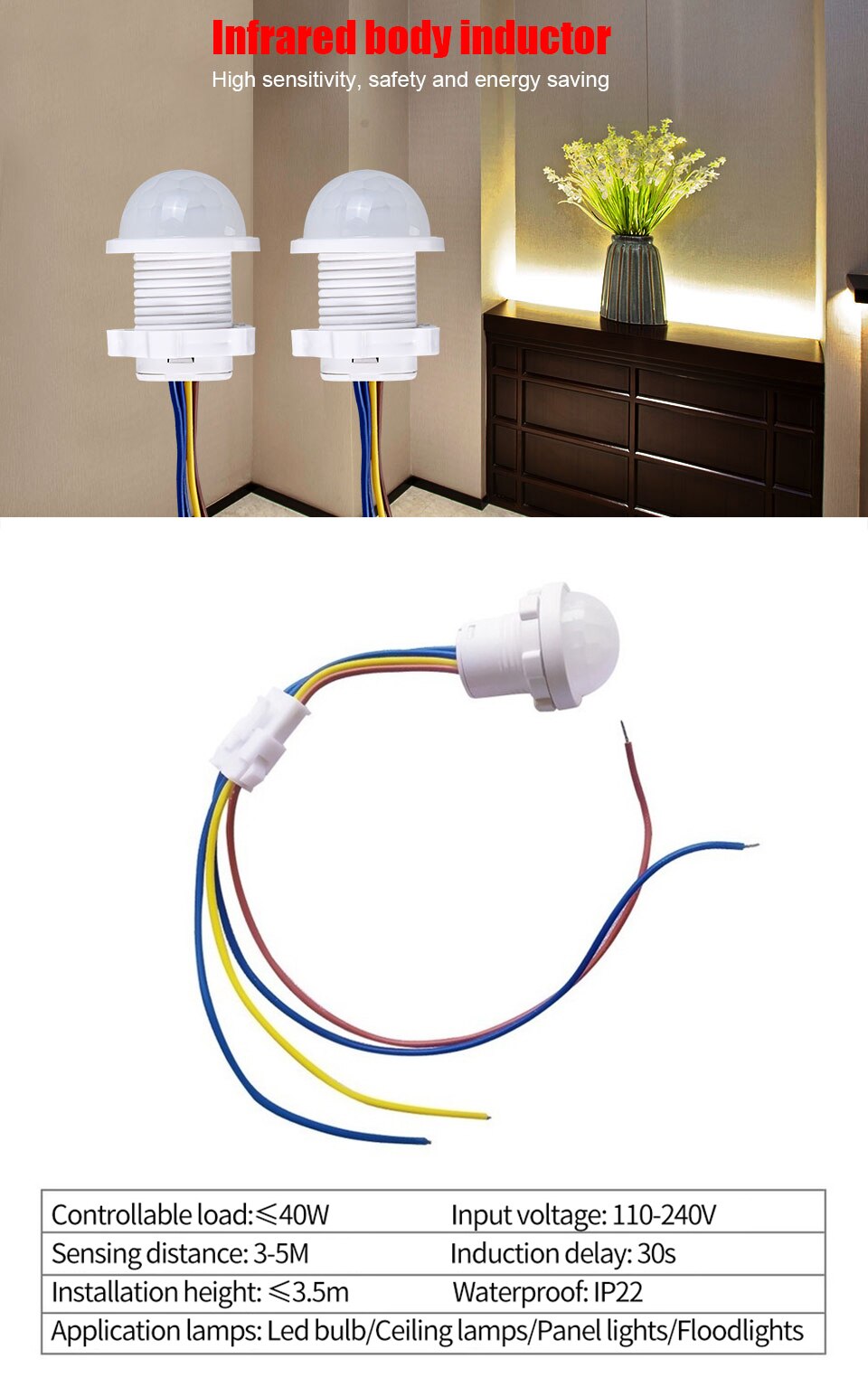Interruptor Inteligente de Sensor de Movimento Infravermelho Corporal ...