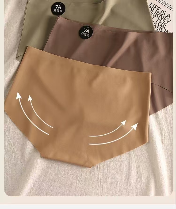 Calcinha feminina sem costura com fundo de 7A de seda de amoreira ...