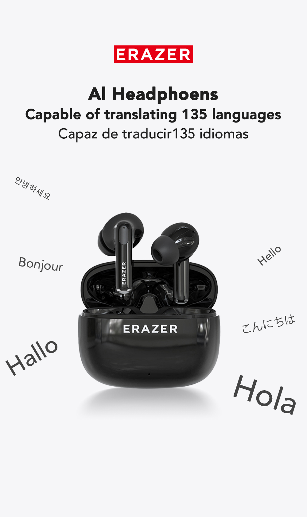 Fones de Ouvido Bluetooth Erazer XT69 Pro com Cancelamento de Ruído, Fones de Ouvido Tradutor AI ...