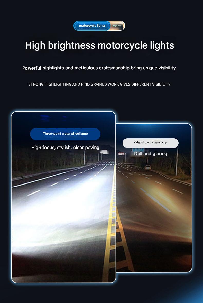 Farol de LED de quatro contas T19 para motocicleta com dupla iluminação ...