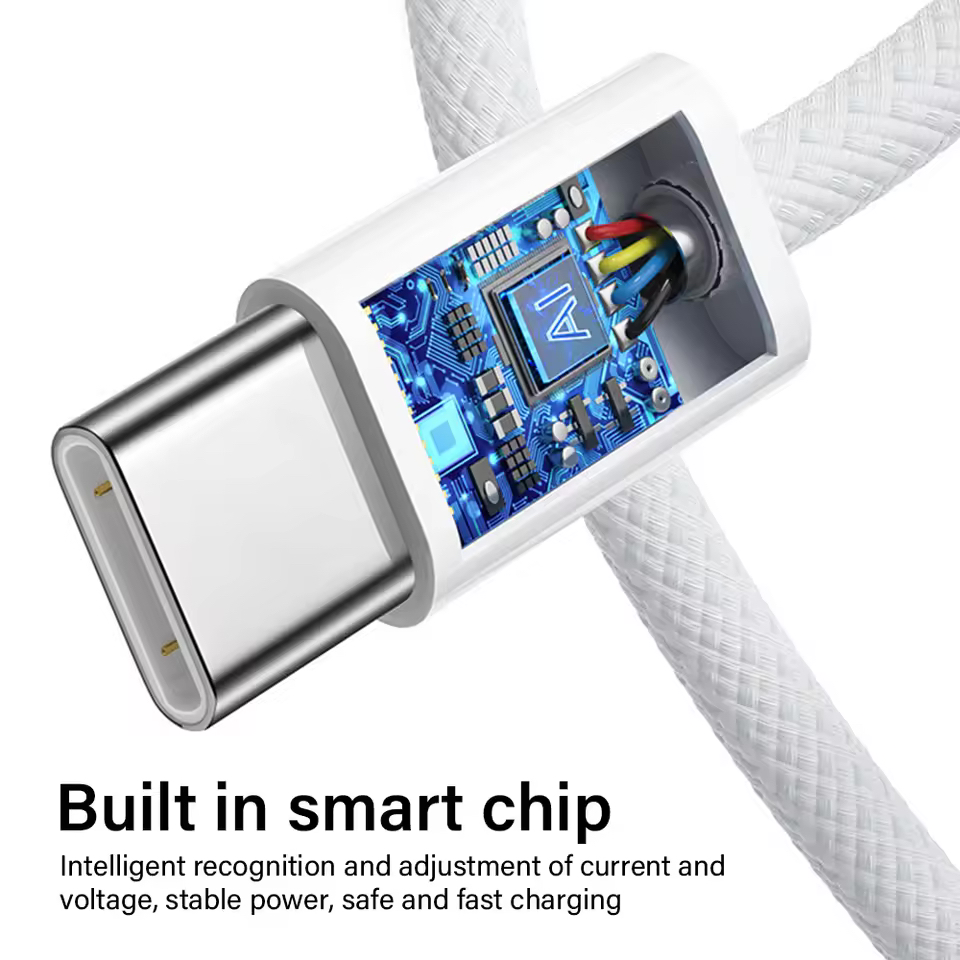 Cabo USB-C para Apple iPhone 17 15 16 Pro Max PD 60W de carregamento ...