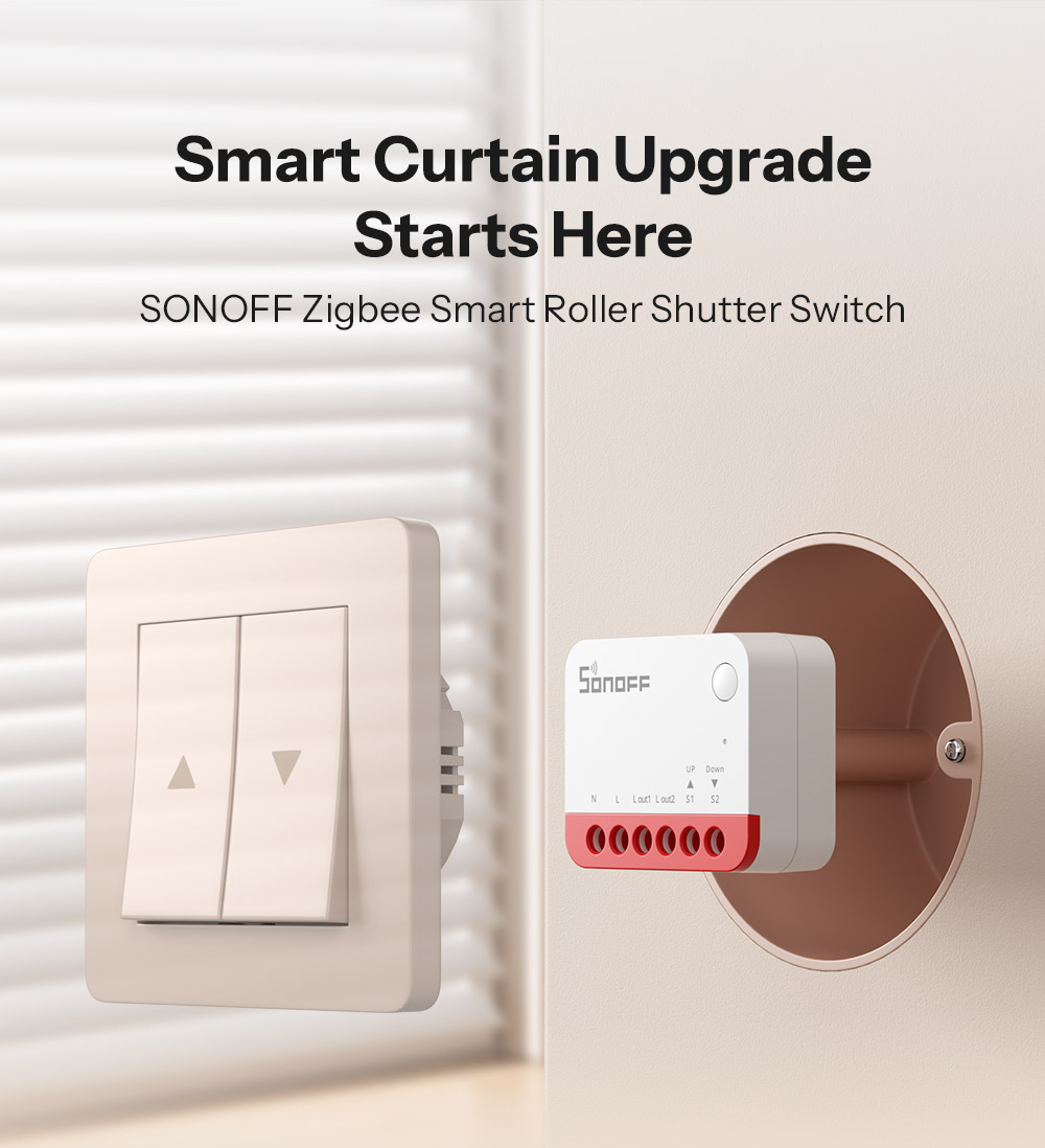 SONOFF MINI-ZBRBS ZigBee Smart Roller Shutter Switch Transformar Cortinas Com Controle ...