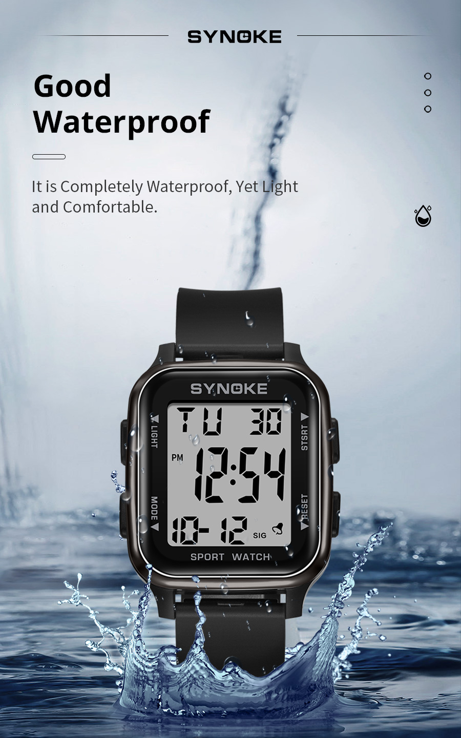 Relógio Digital Masculino SYNOKE À Prova D'água LED Esportivo Militar Para Homens | Shopee Brasil