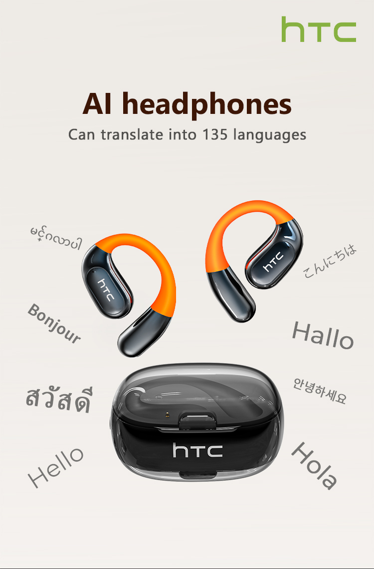 1 ano de garantia HTC NE36 AI Tradução Tradução em tempo Real TWS Fone ...