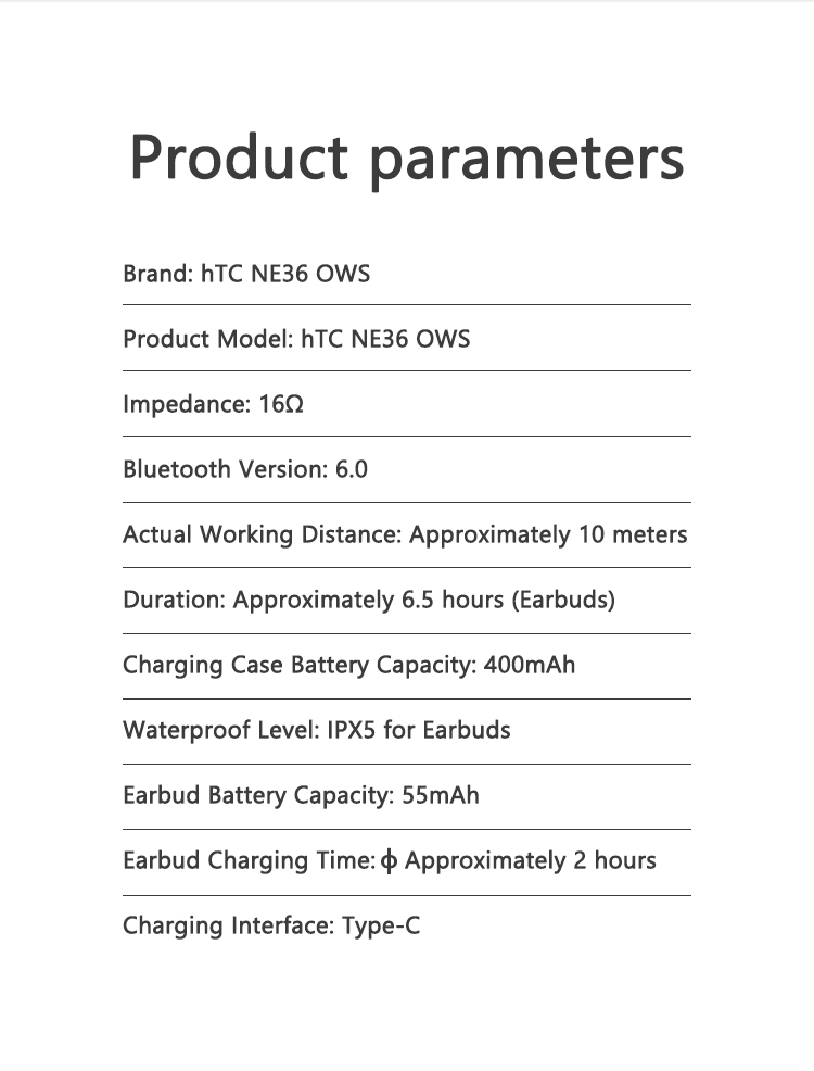 1 ano de garantia HTC NE36 AI Tradução Tradução em tempo Real TWS Fone ...
