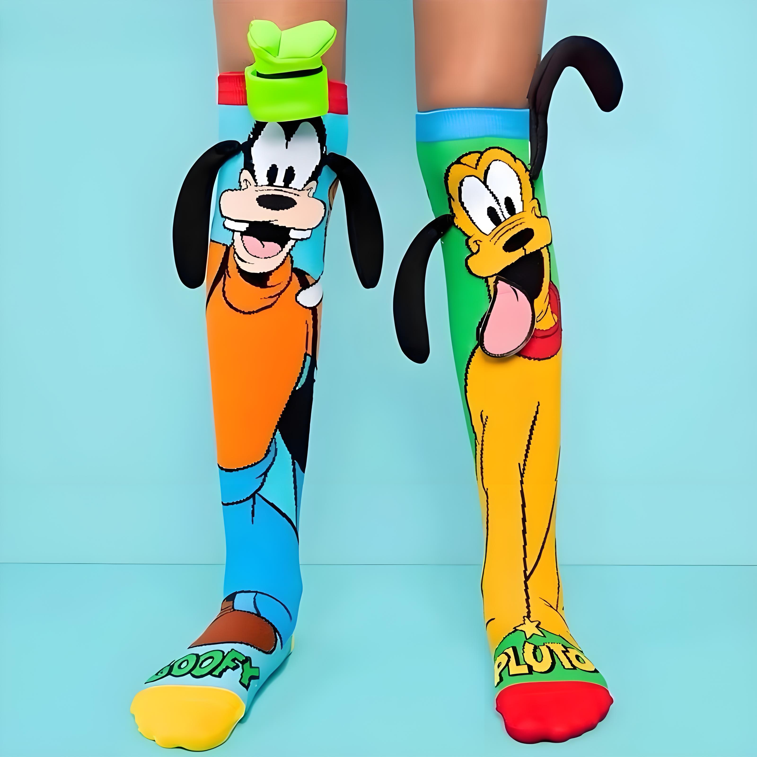 Meias Mickey Mous Infantil Cano Alto 3D Cartoon Desenho Animado Meia ...