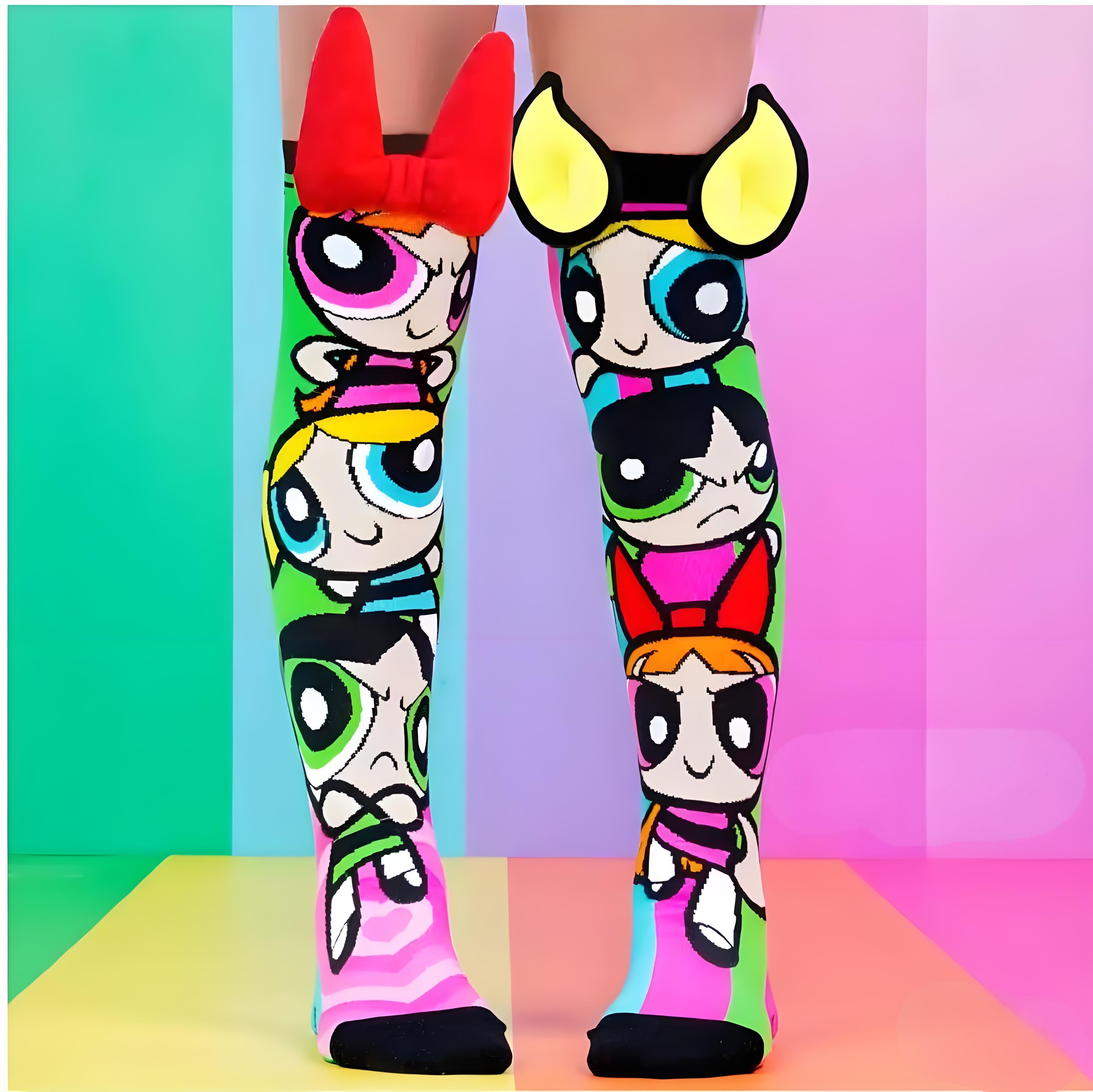 Meia 3D Cartoon Cano Alto Divertida Personagens【Alta Qualidade 】Meia ...