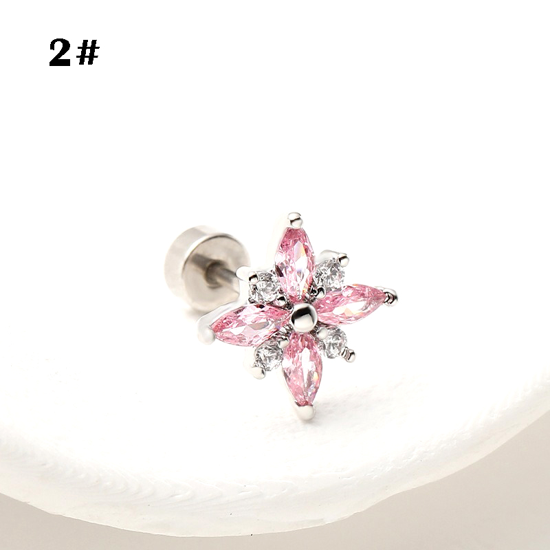 Brincos De Zircão micro Incrustados Com Flor De Aço De Titânio Joias ...