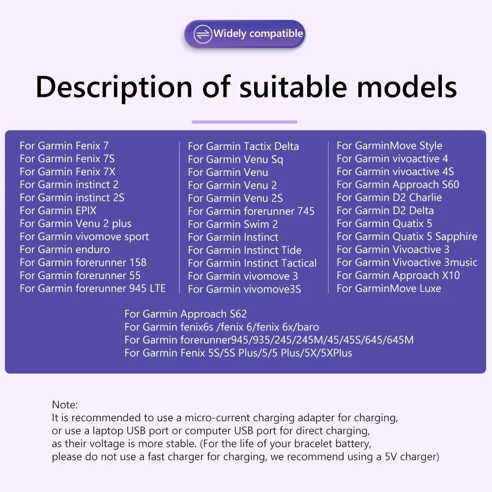 Cabo de Carregador de Dados para Relógio Garmin Fenix Vivoactive 3 ...