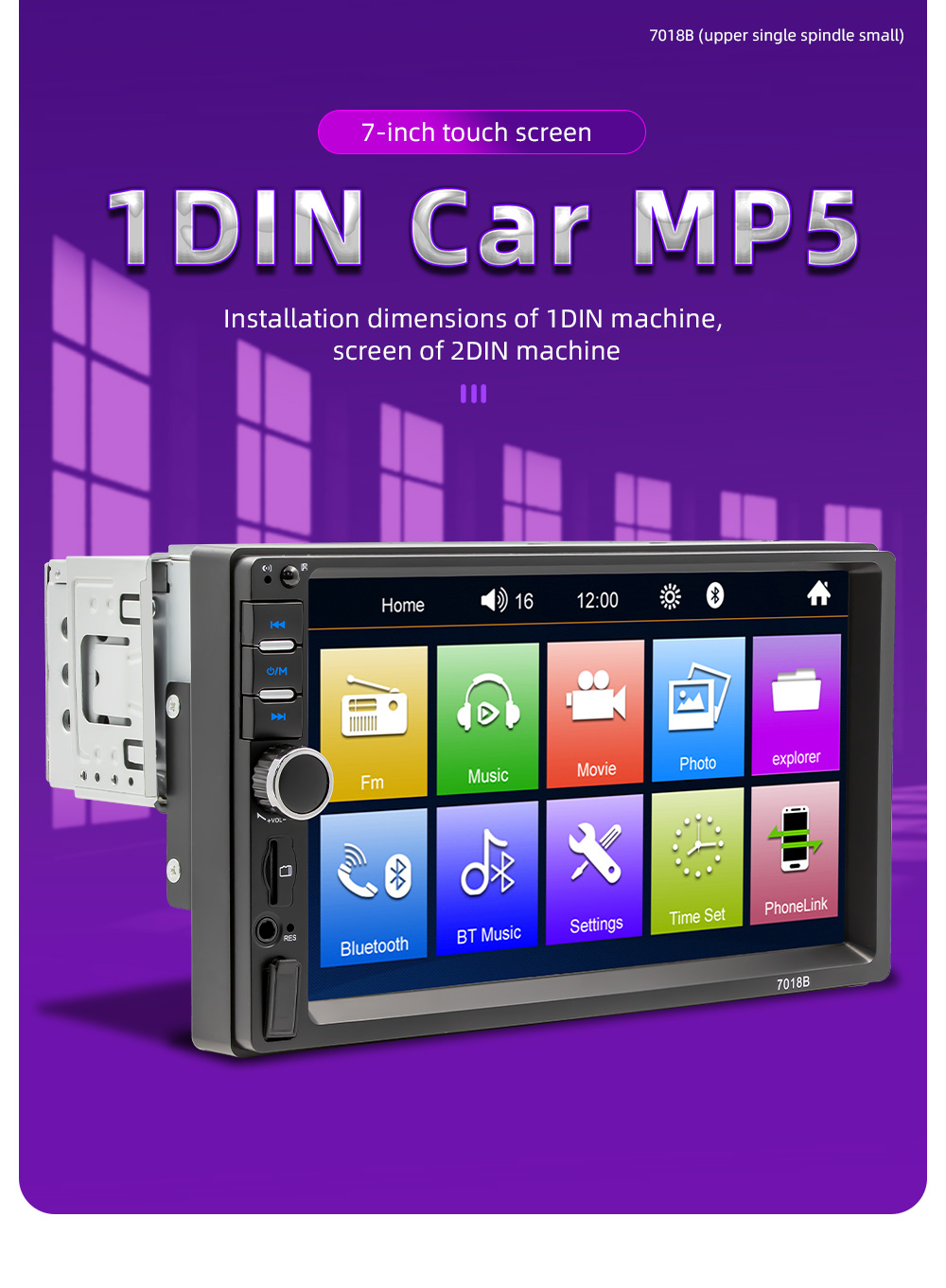 ESSGOO 1 Din 7 Polegada Carro Multimídia Centro Automotivo MP5 Player Bluetooth Estéreo Rádio Do ...