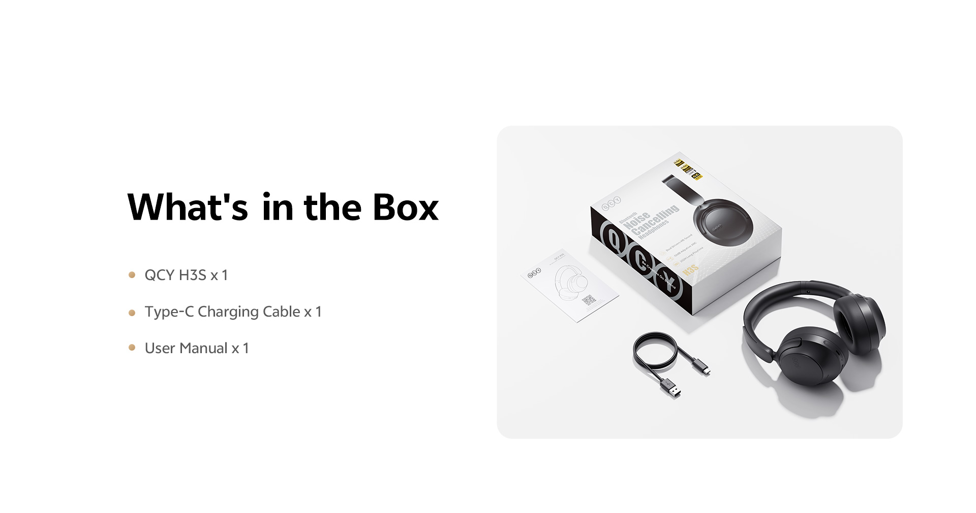 QCY H3S Bluetooth 6.0 Fone De Ouvido Com Cancelamento De Ruído 40 mm E 13 Unidades De Driver ...