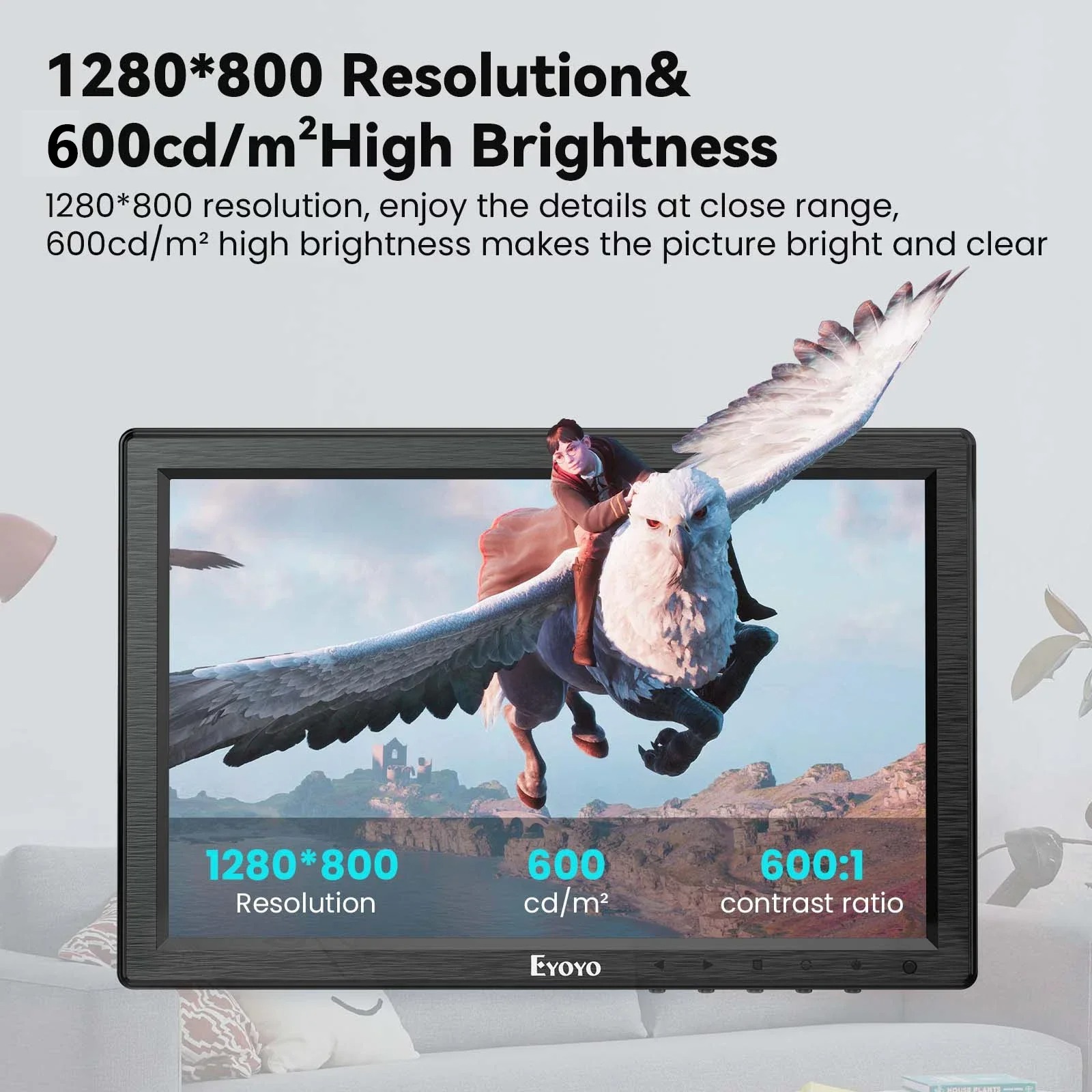 Eyoyo EM10A Desktop LCD Monitor Resolução 1280x800 Com Alto-Falante 10 ...