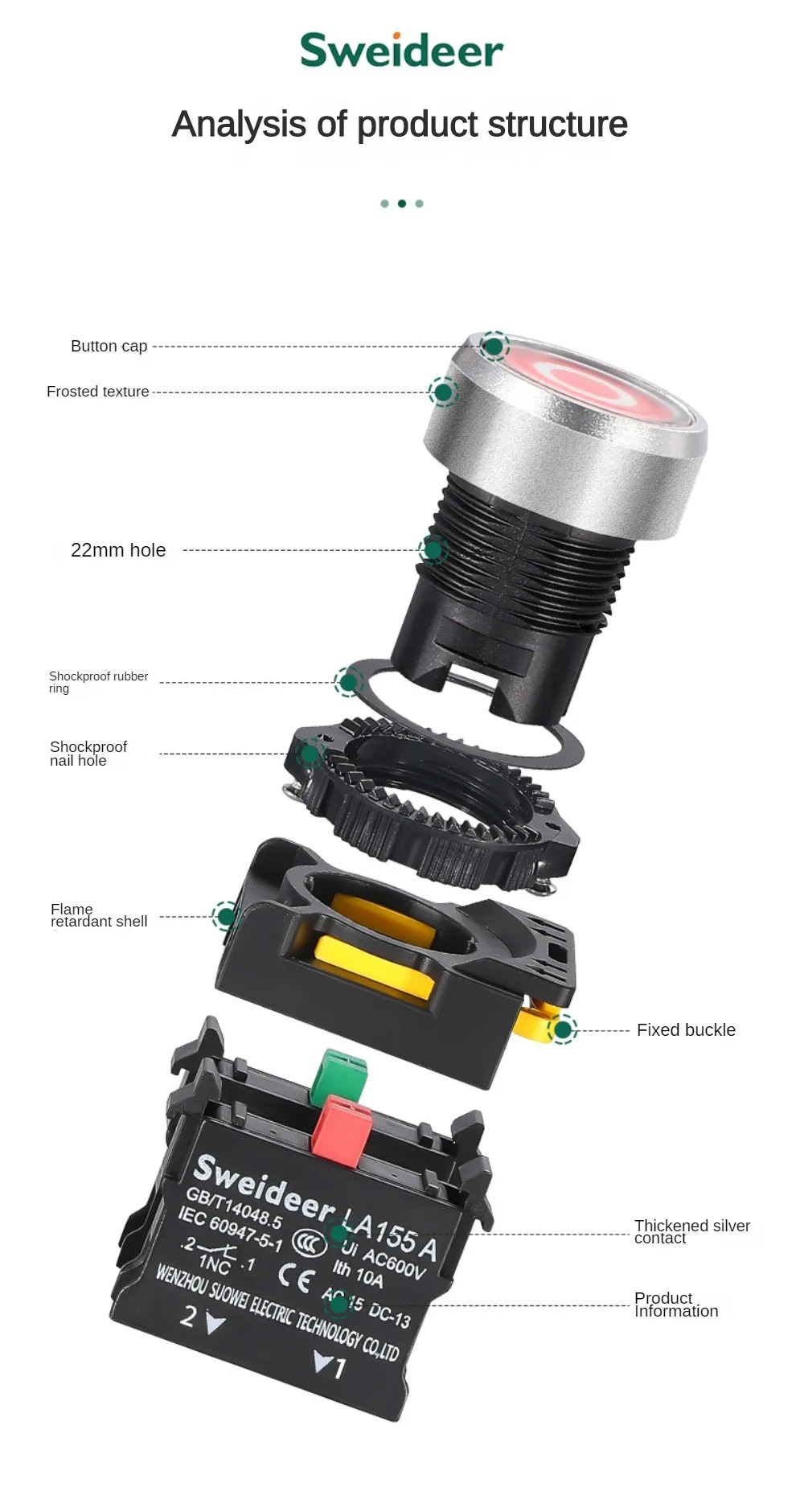 Interruptor De Botão De 22mm , À Prova D'água , Momentâneo ...