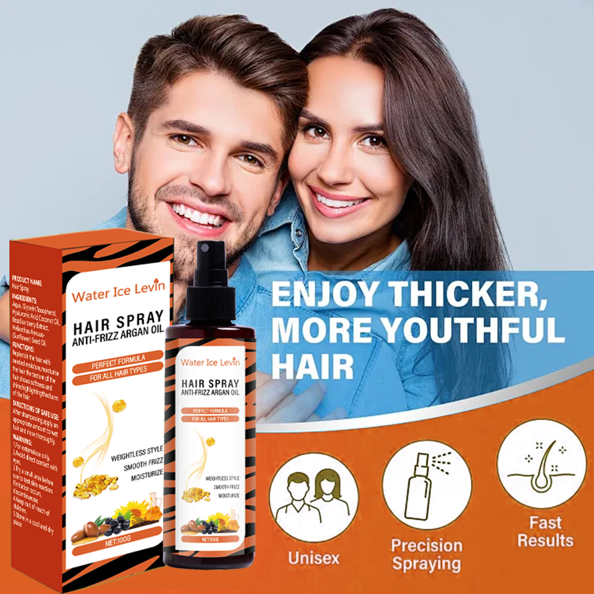 Spray de Óleo de Argan e Coco - Doma o Frizz, Dá Brilho, Protege do ...