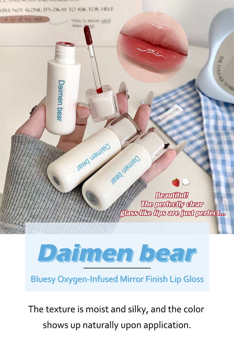 Daimen Bear Gloss Labial com Tom Azul, Hidratante, Longa Duração ...
