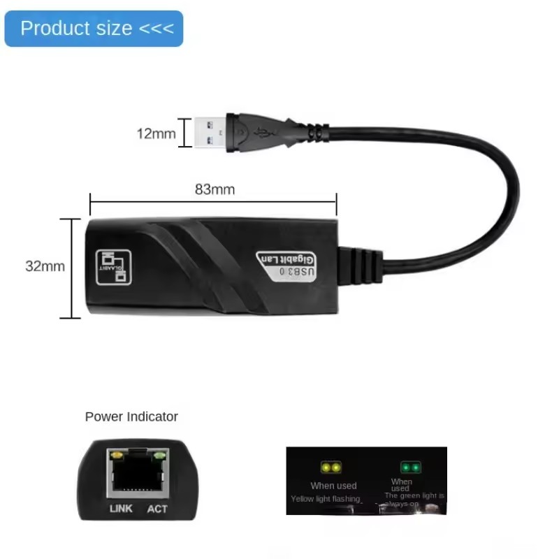 Adaptador USB 3.0 para Rj45 Lan Ethernet Cabo de Rede 1000Mbps para ...
