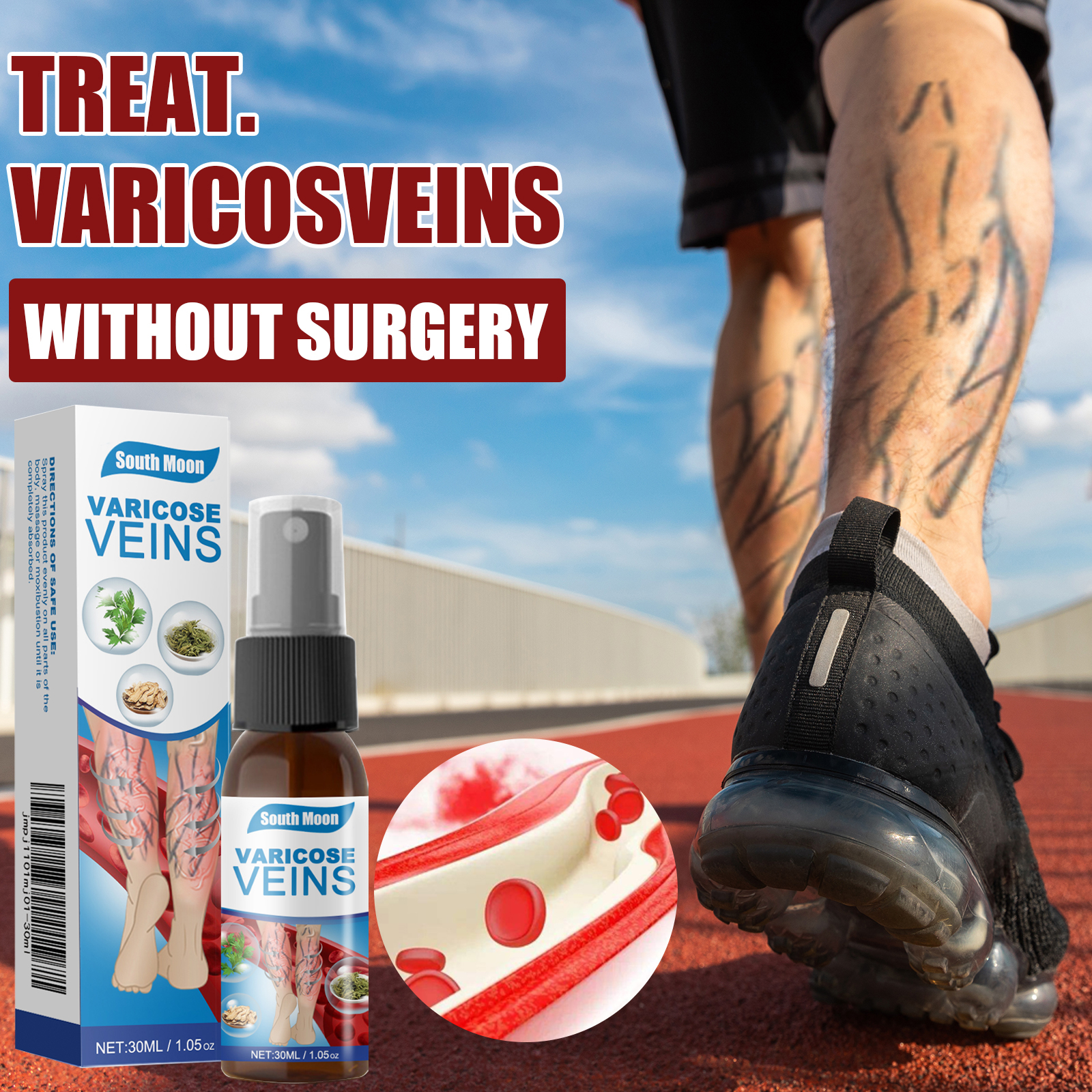 Varizes Veia spray 30ml Basta Pulverizar E Cuidar Dos Seus Vasos ...