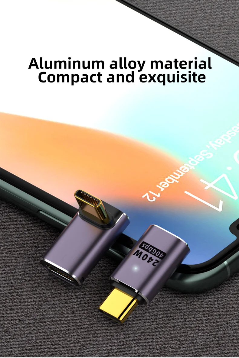 NNBILI USB4.0 40Gbps OTG tipo C adaptador de 90 graus 240W 5A USB C ...