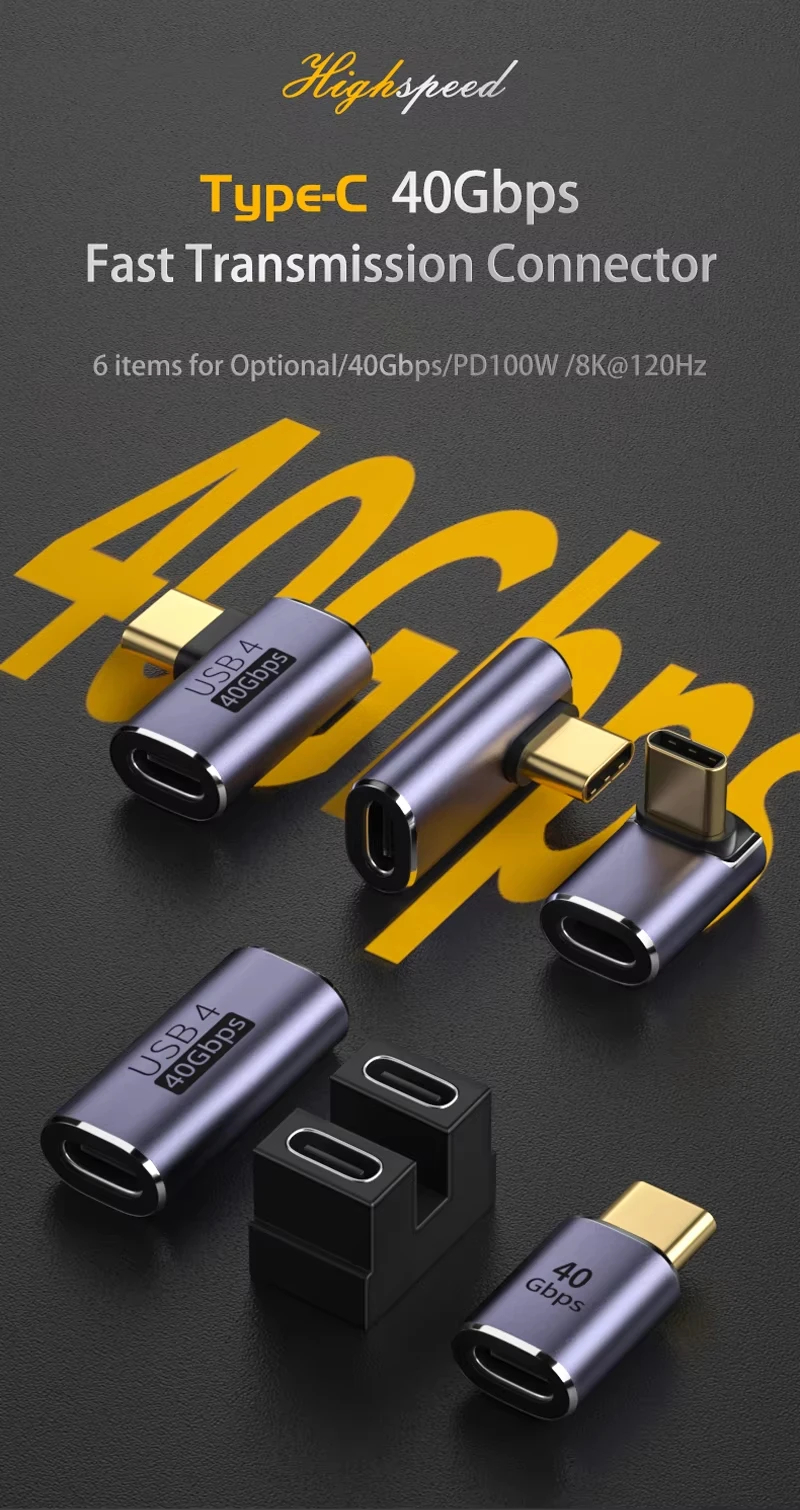NNBILI USB4.0 40Gbps OTG tipo C adaptador de 90 graus 100W 5A USB C ...