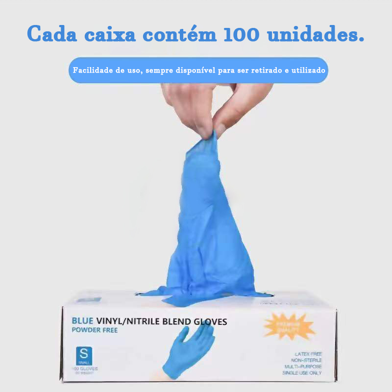 Luva Nitrilica Descartavel Sem Pó 100 unidades Resistente Ambidestro ...