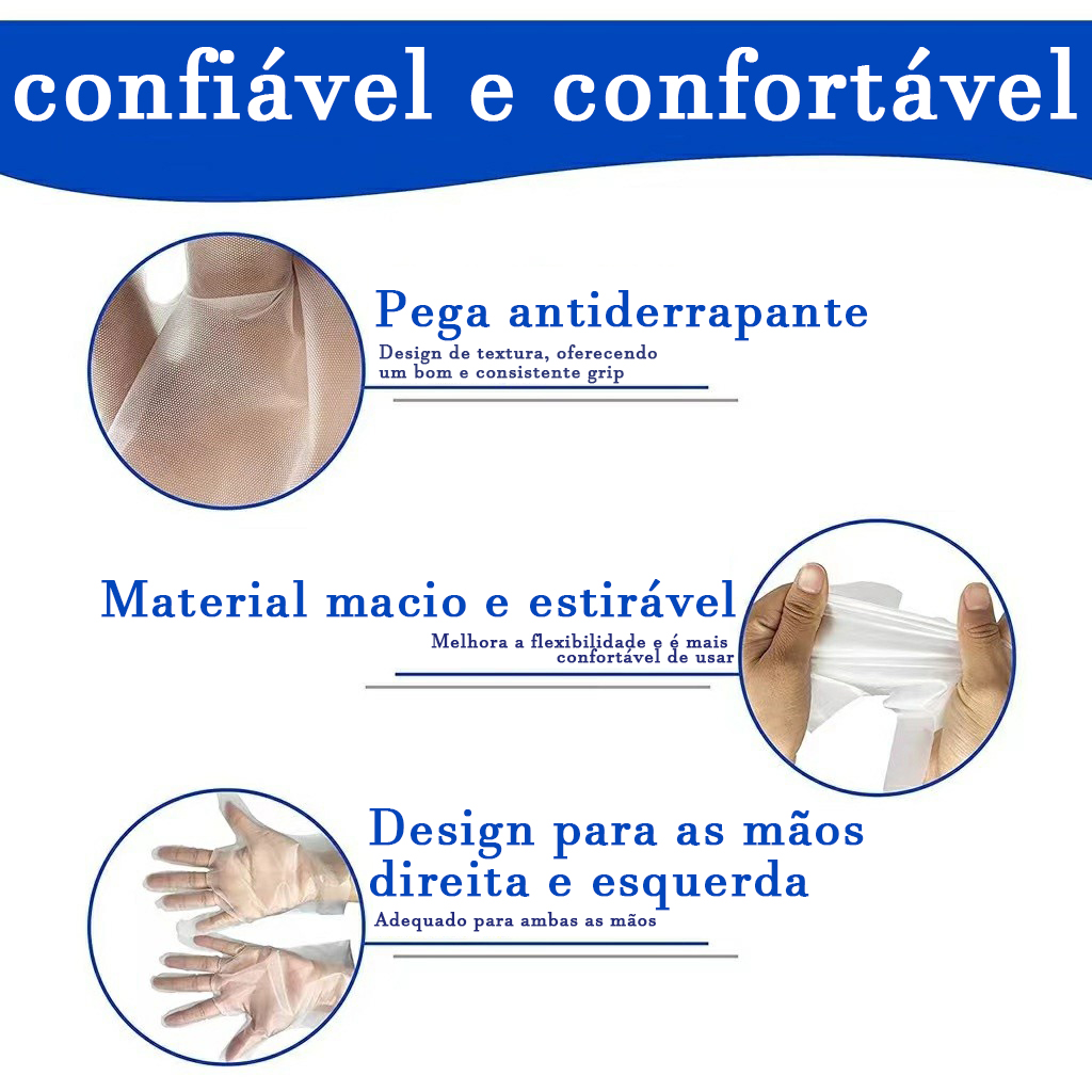 Luva Nitrilica Descartavel Sem Pó 100 unidades Resistente Ambidestro ...