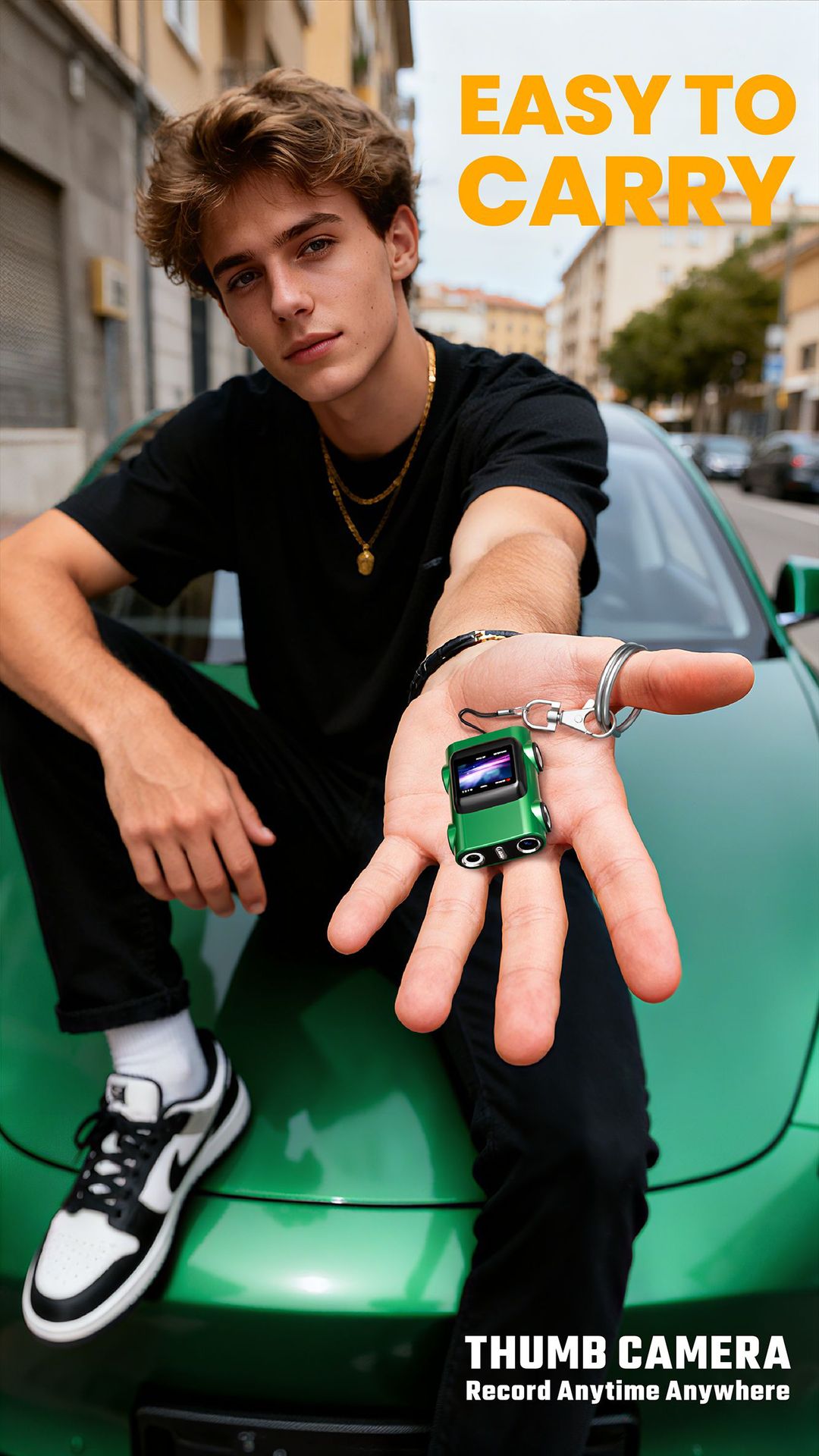 Câmera De Polegar Mini Ação 2K HD Gravação 130 Grande Angular AF ...