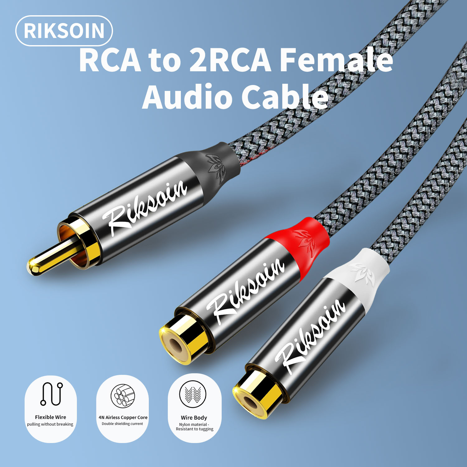 Cabo de Áudio Estéreo RIKSOIN RCA para 2RCA Fêmea Y Splitter para Carro ...