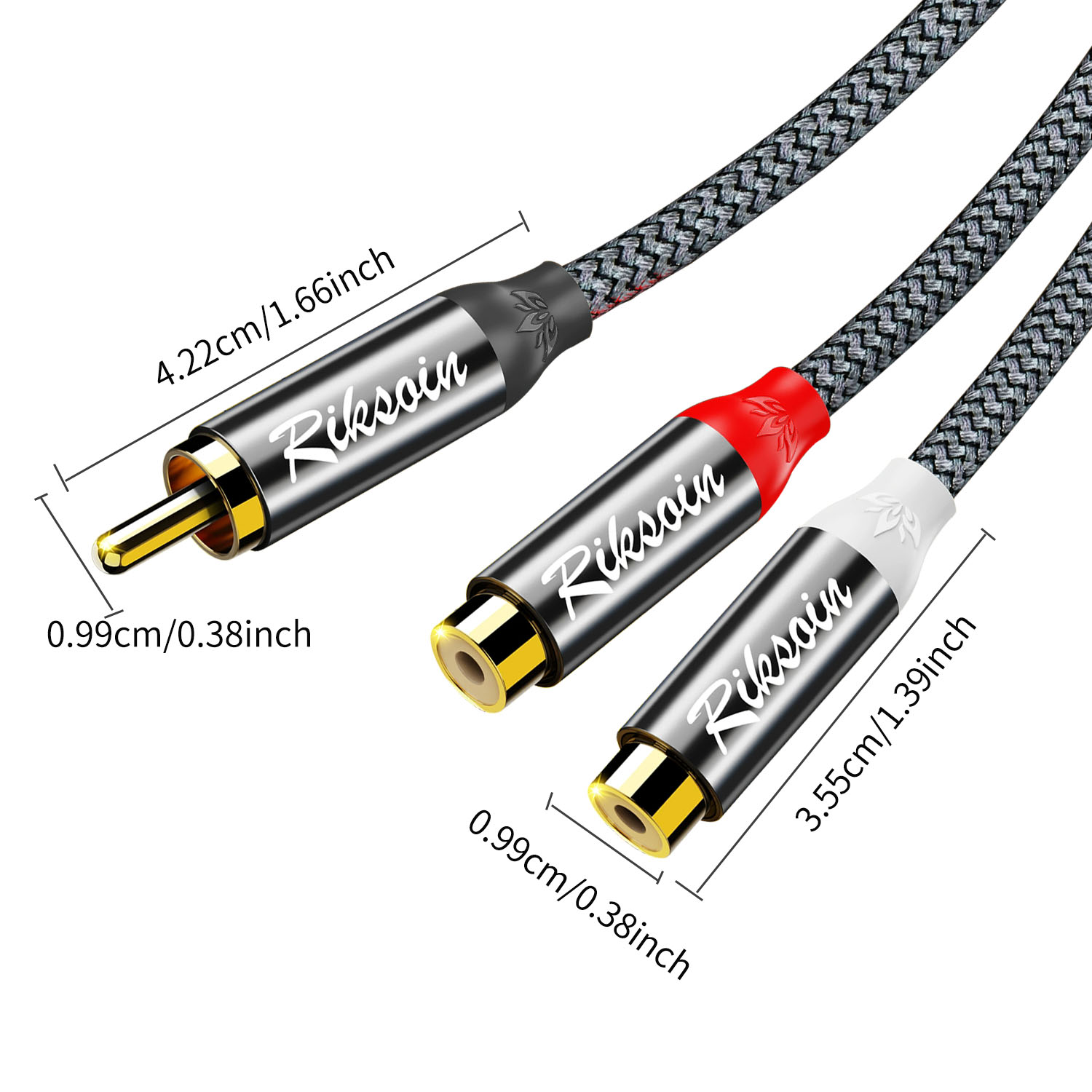 Cabo de Áudio Estéreo RIKSOIN RCA para 2RCA Fêmea Y Splitter para Carro ...