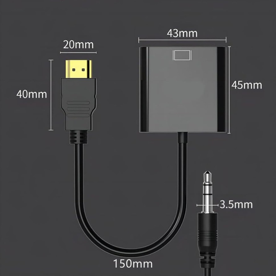 Full HD 1080P HDMI Fêmea para VGA Adaptador Conversor HDMI para VGA ...