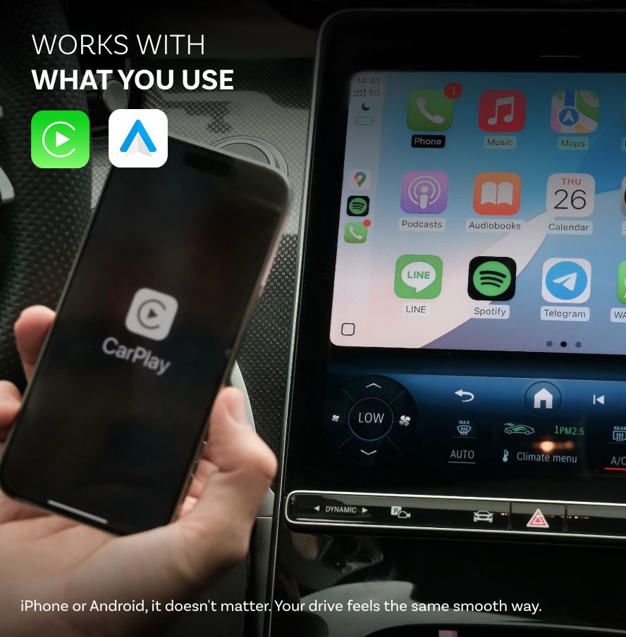 OTTOCAST Mini Pico 3.0 Cube 2 Em 1 Com Fio Para CarPlay Sem Android ...