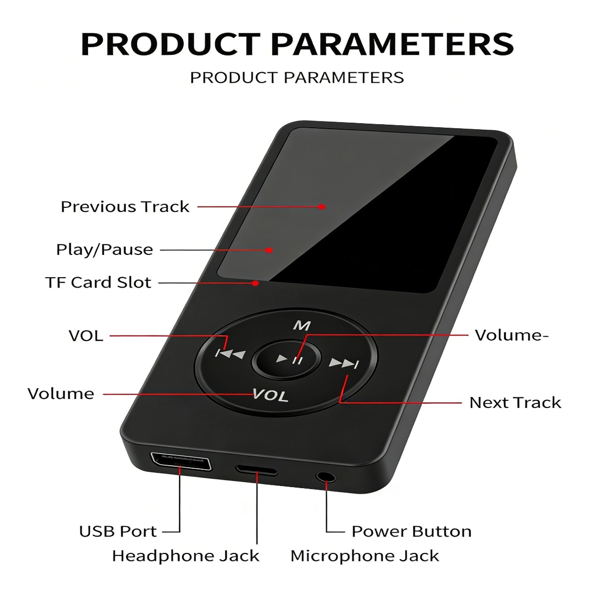 HIFI Alto-Falante Musical MP3 MP4 Player Bluetooth 5.0 FM Gravador De ...