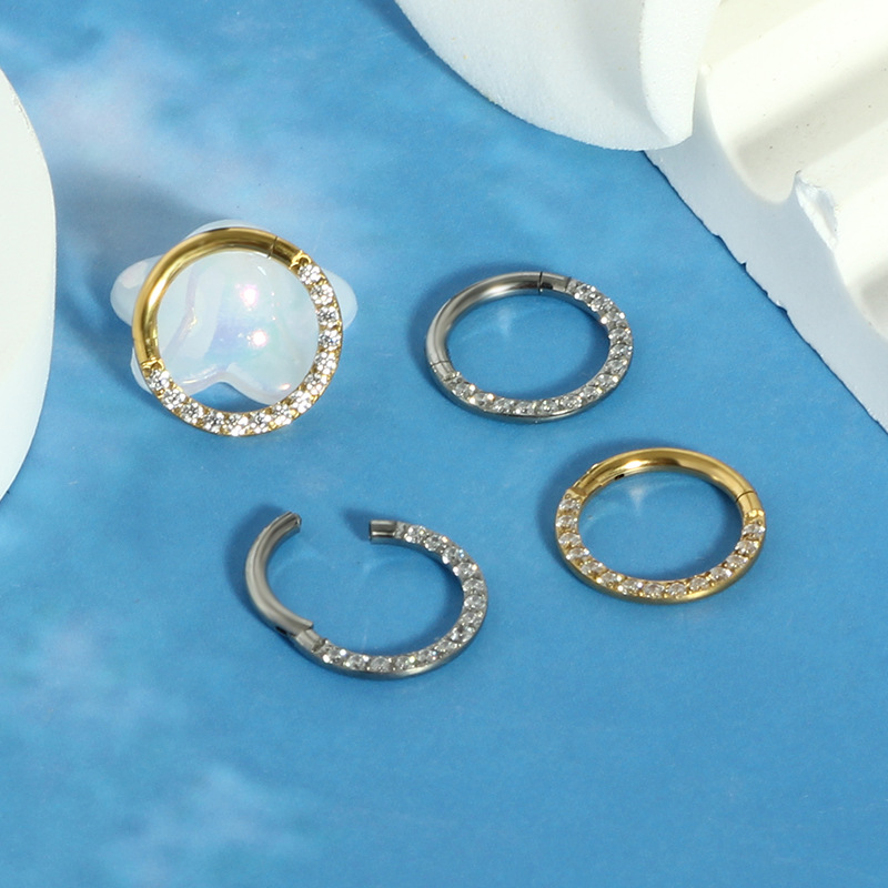 Anel De Orelha De Nariz Sem Costura De Cobre Diamante De Aço Inoxidável ...