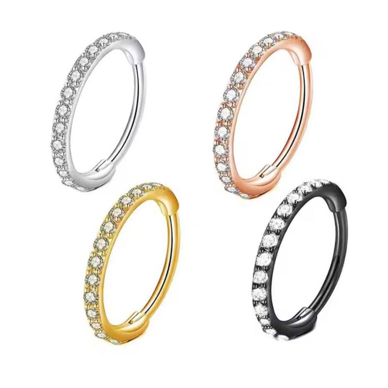 Anel De Orelha De Nariz Sem Costura De Cobre Diamante De Aço Inoxidável ...