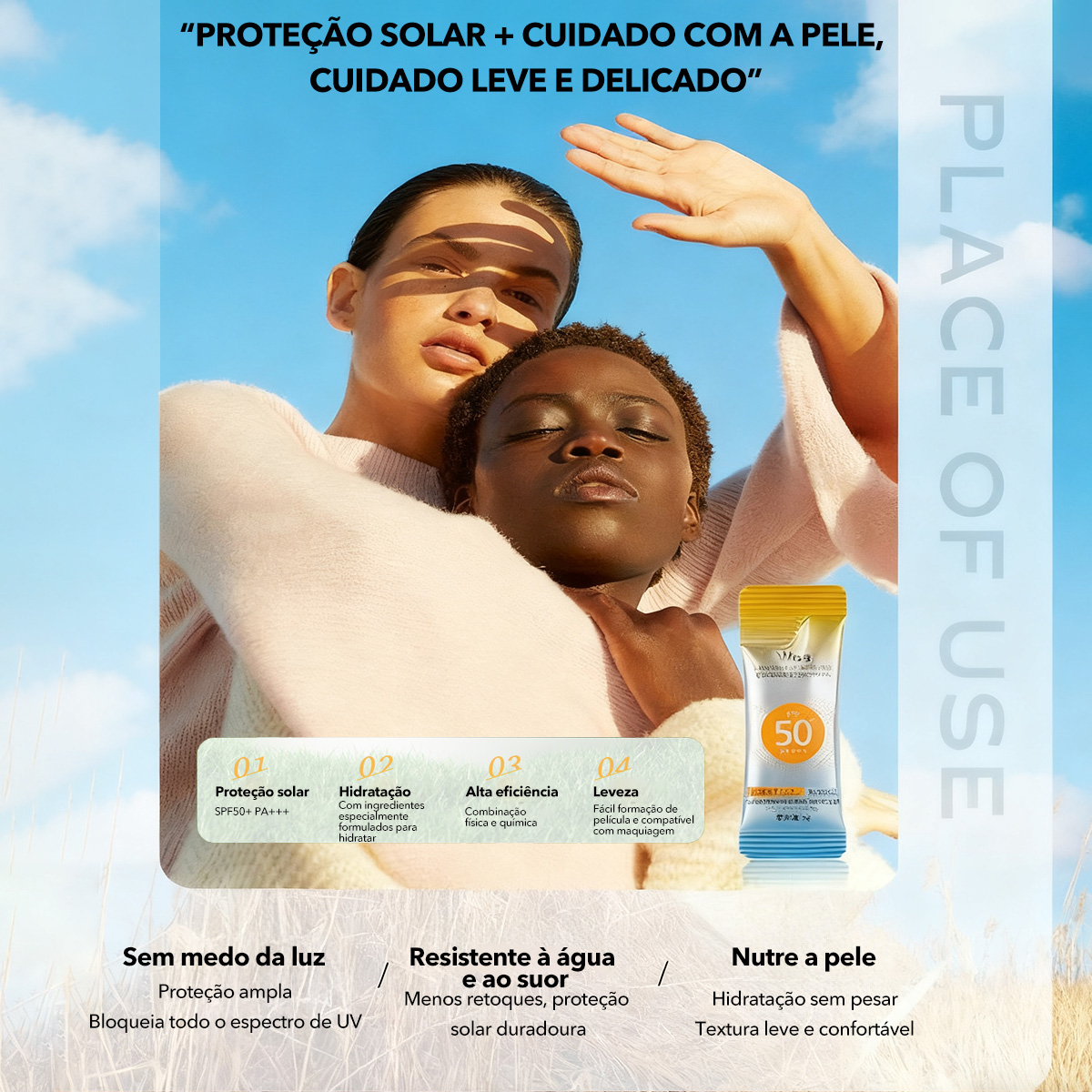 Protetor Solar Facial Inovador em Sache Café - FPS 50+ Clareador Creme ...