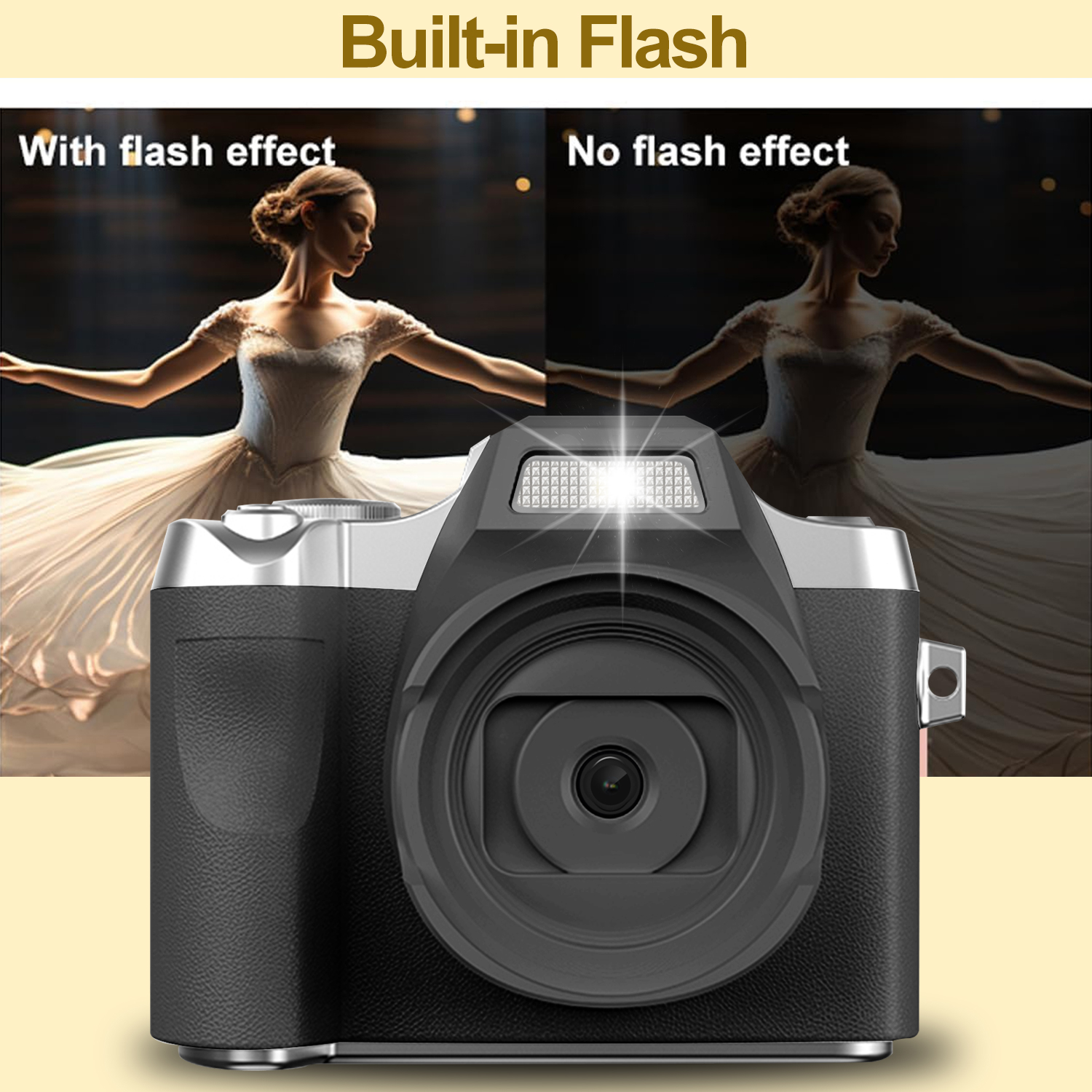 Mini câmera infantil com foto super clara de 48MP, zoom de 18x e flash ...