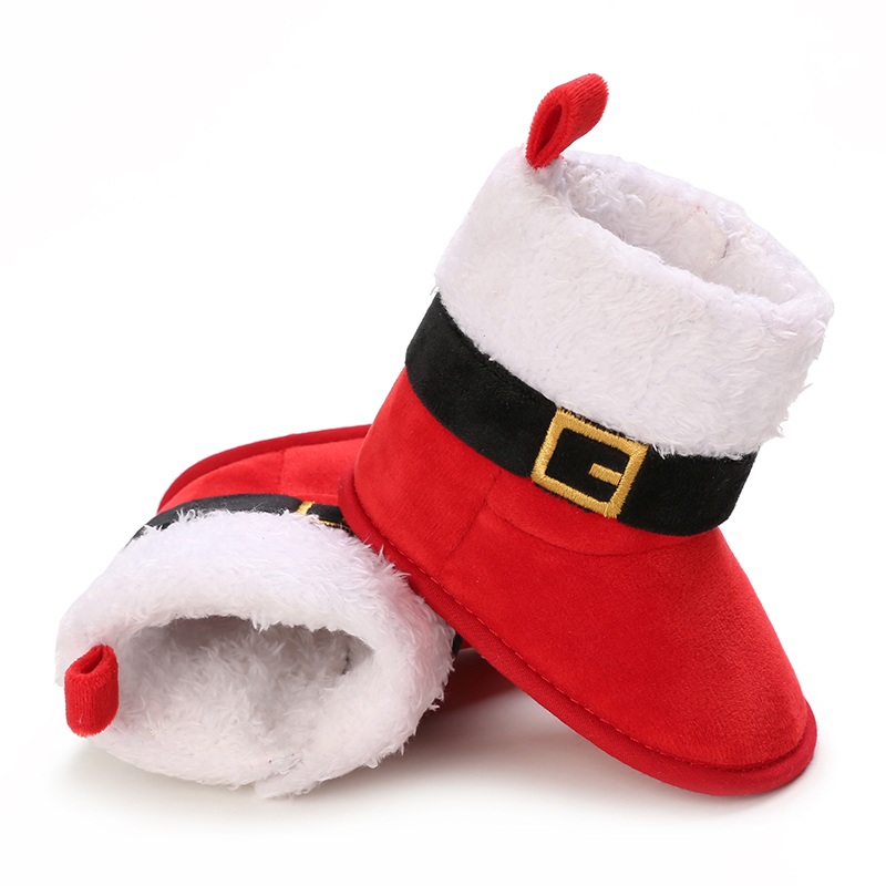 Sapatos de bebê, botas de pelúcia fofas para o Natal, quentes e ...
