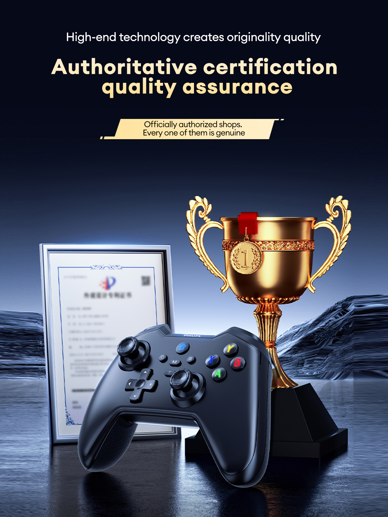 PHILIPS DLK5010 Tri-Mode Gamepad Sem Fio Dual Hall Joystick Giroscópio ...